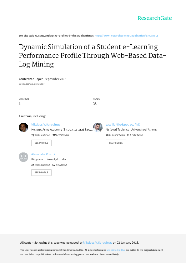(PDF) DYNAMIC SIMULATION OF A STUDENT E-LEARNING PERFORMANCE PROFILE ...