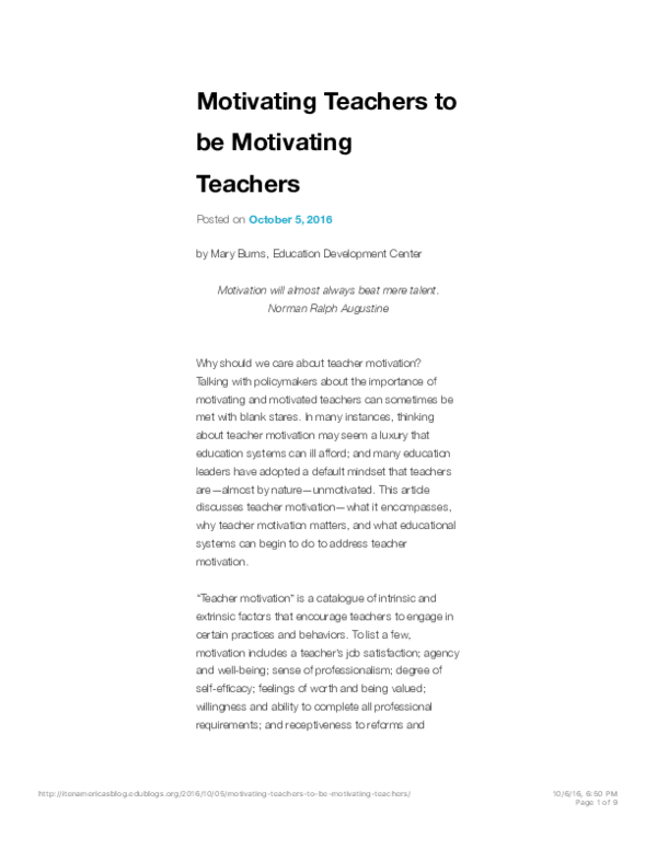 (PDF) Motivating Teachers to be Motivating Teachers