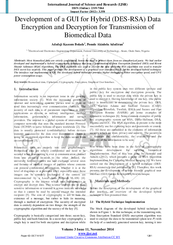 (PDF) Development of a GUI for Hybrid (DES-RSA) Data Encryption and ...