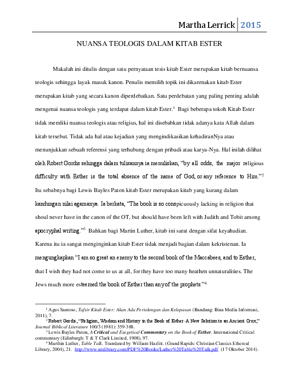 (PDF) NUANSA TEOLOGIS DALAM KITAB ESTER