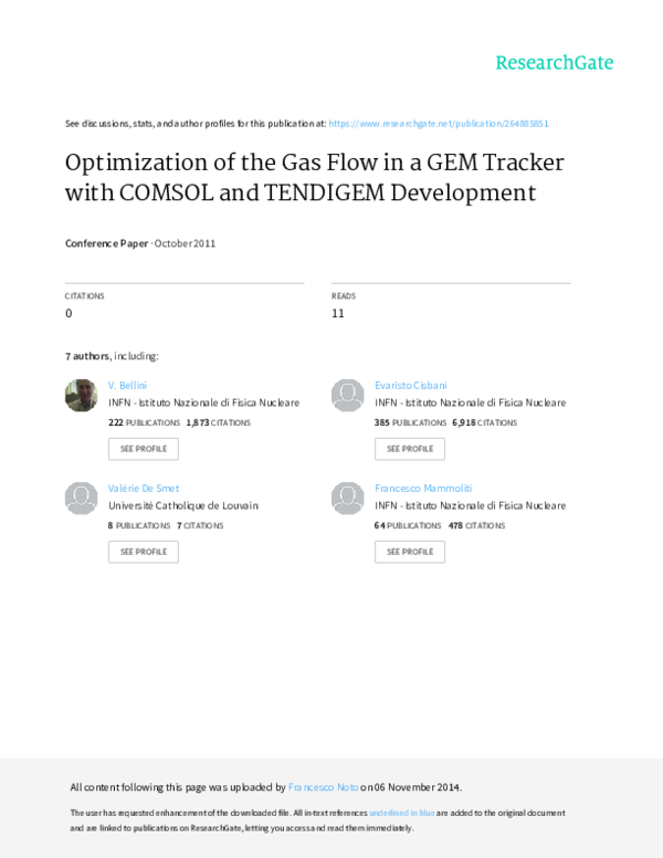 (PDF) Optimization of the Gas Flow in a GEM Tracker with COMSOL and ...