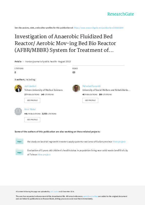 (PDF) Investigation of Anaerobic Fluidized Bed Reactor/ Aerobic Moving ...