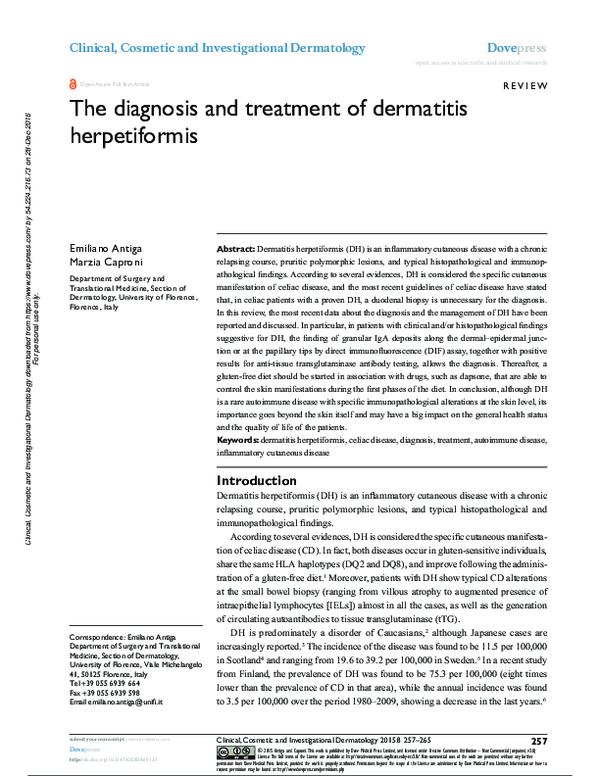 (PDF) The diagnosis and treatment of dermatitis herpetiformis