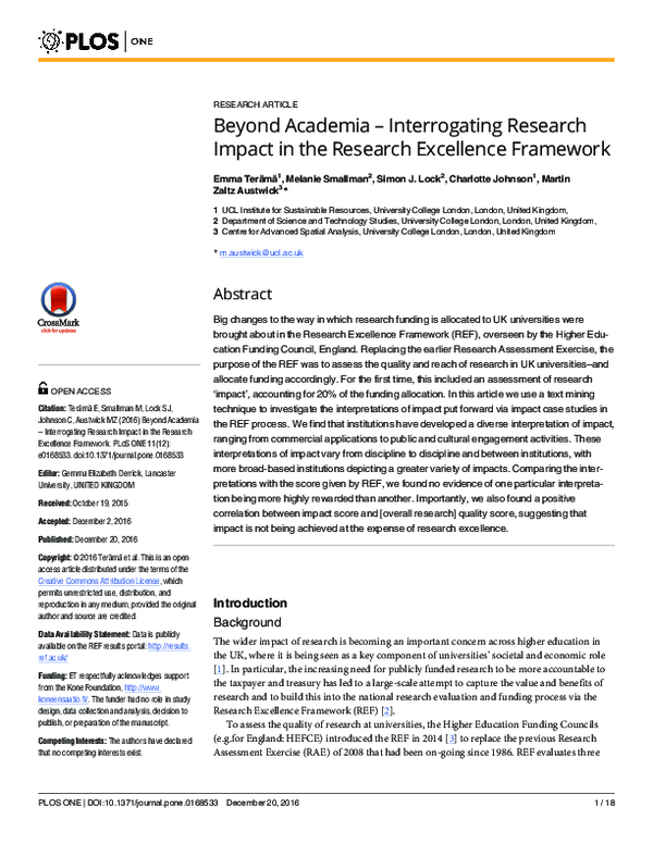 (PDF) Beyond Academia – Interrogating Research Impact in the Research ...