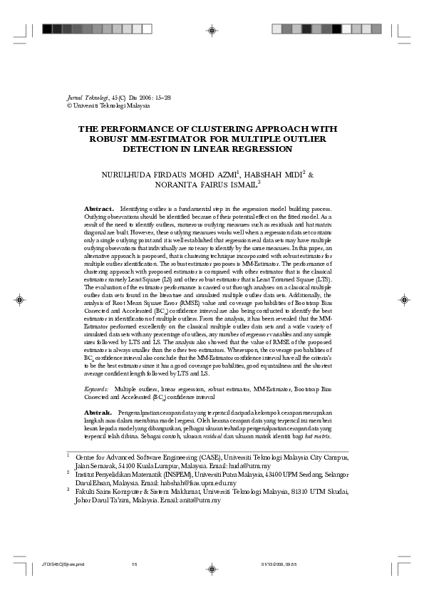 Pdf The Performance Of Clustering Approach With Robust Mm Estimator