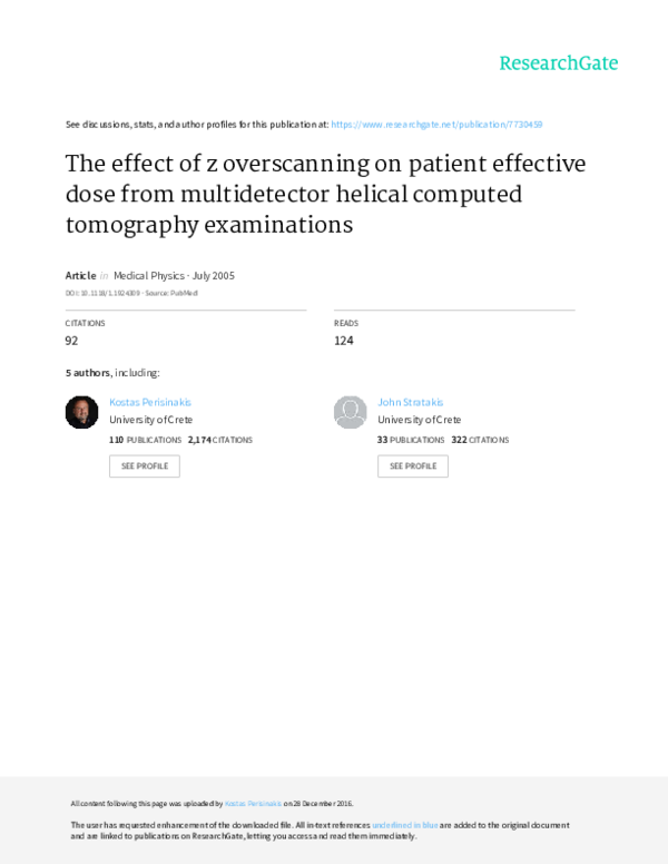(PDF) The effect of z overscanning on patient effective dose from ...