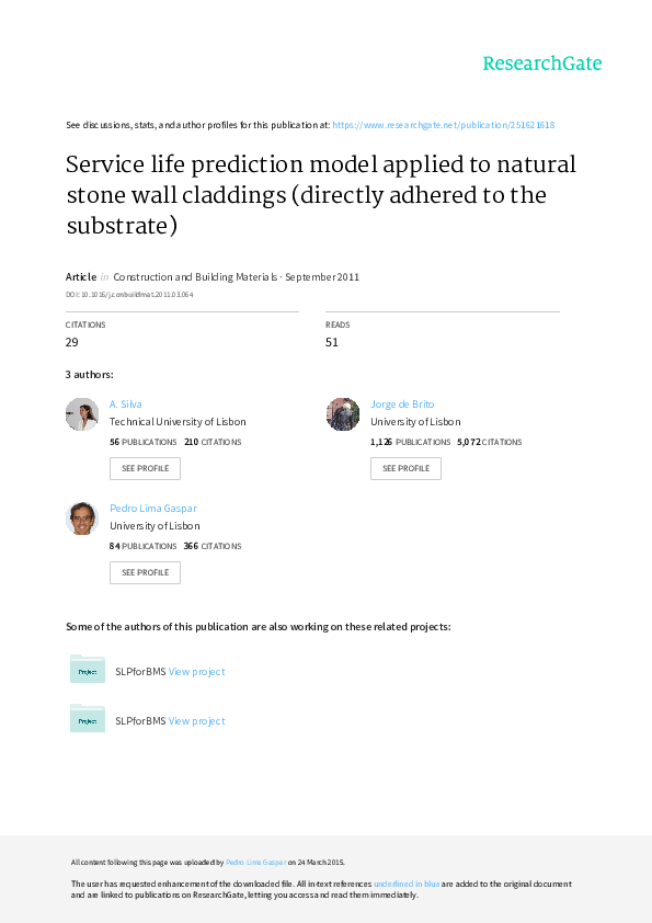 (PDF) Service life prediction model applied to natural stone wall ...