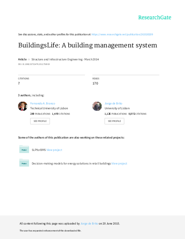 (PDF) BuildingsLife: a building management system