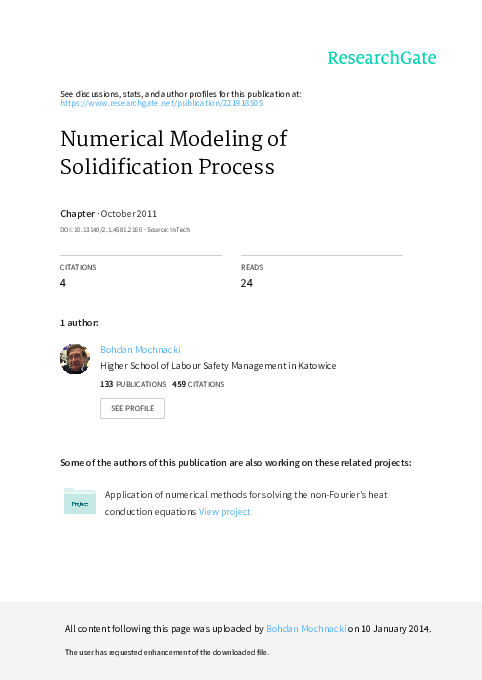(PDF) Numerical Modeling of Solidification Process