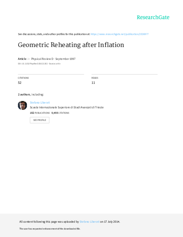 (PDF) Geometric reheating after inflation