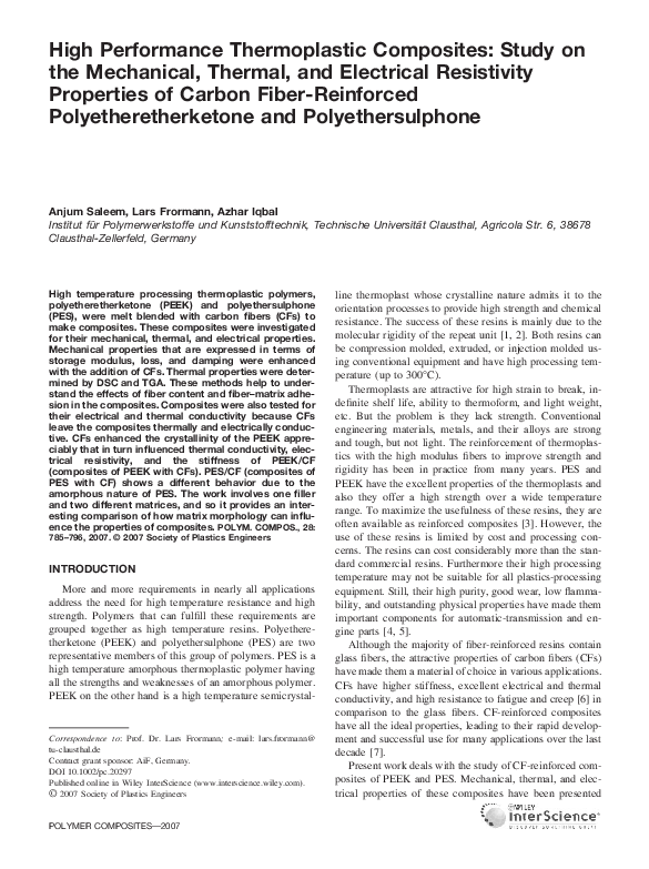 (PDF) High Performance Thermoplastic Composites: Study on the ...