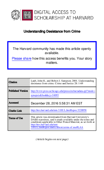 (PDF) Understanding desistance from crime