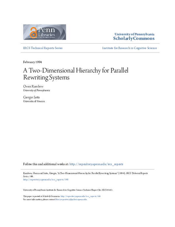 (PDF) A two-dimensional hierarchy for parallel rewriting systems | Giorgio Satta - Academia.edu