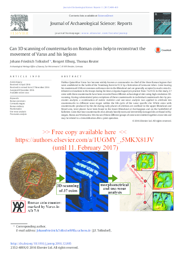 (PDF) Can 3D scanning of countermarks on Roman coins help to ...