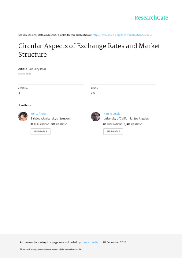 (PDF) Circular Aspects of Exchange Rates and Market Structure