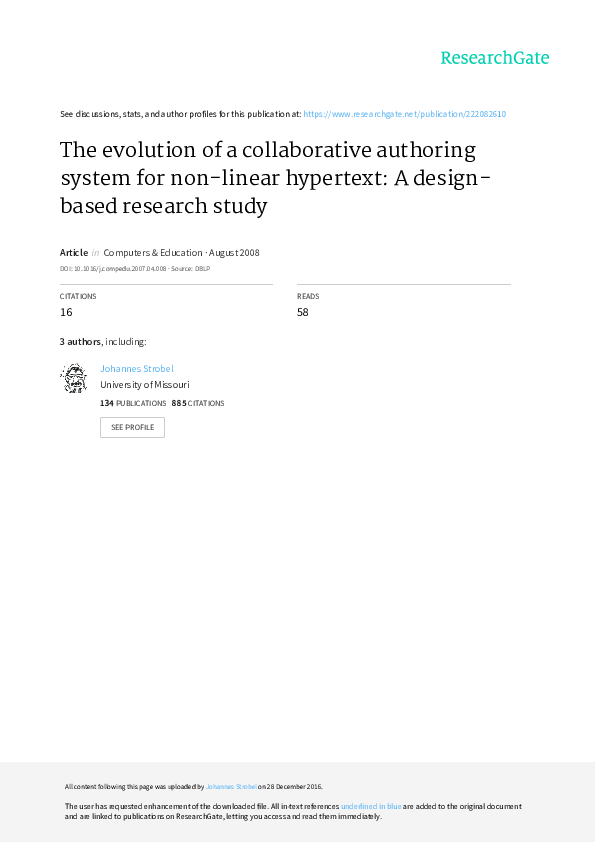 (PDF) The evolution of a collaborative authoring system for non-linear ...