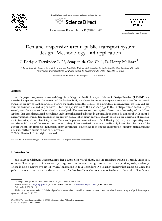 (PDF) Demand responsive urban public transport system design ...