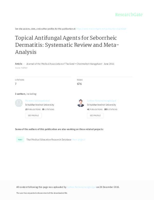 (PDF) Topical antifungal agents for seborrheic dermatitis: systematic ...
