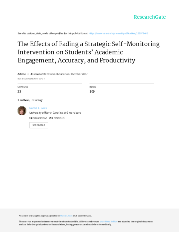 (PDF) Series on Highly Effective Practices—Self Monitoring 1 5 ...