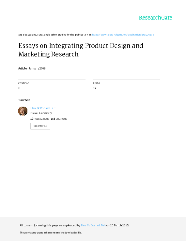 (PDF) Essays on Integrating Product Design and Marketing Research ...