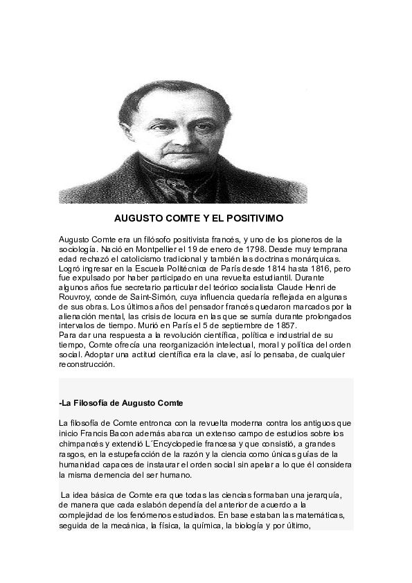(DOC) AUGUSTO COMTE Y EL POSITIVIMO