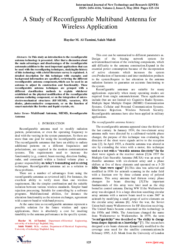 (PDF) A Study of Reconfigurable Multiband Antenna for Wireless Application