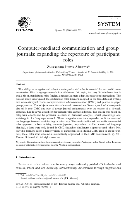 (PDF) Computer-mediated communication and group journals: Expanding the ...