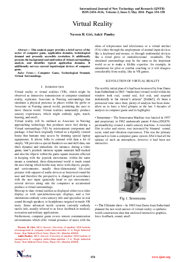 (PDF) Virtual Reality