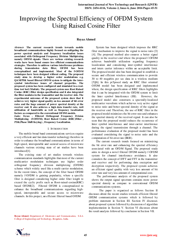 (PDF) Improving the Spectral Efficiency of OFDM System Using Raised ...
