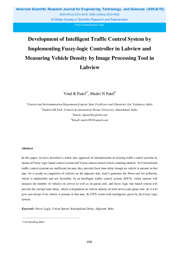 Pdf Development Of Intelligent Traffic Control System By Implementing Fuzzy Logic Controller