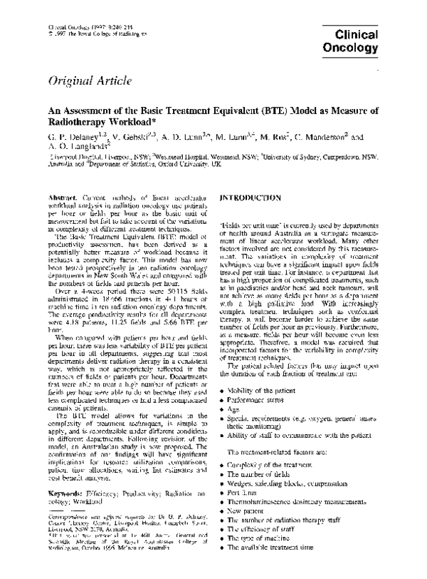 (PDF) An assessment of the Basic Treatment Equivalent (BTE) model as ...