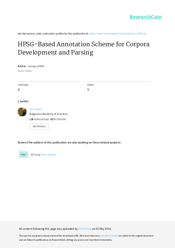 (PDF) HPSG-based annotation scheme for corpora development and parsing evaluation