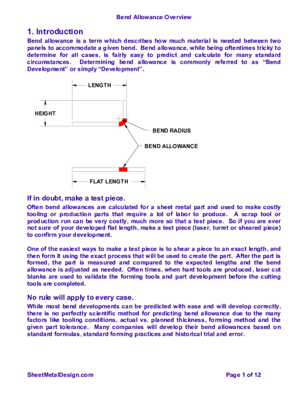 (PDF) Bend Allowance Overview