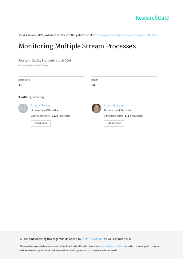 (PDF) Monitoring multiple stream processes