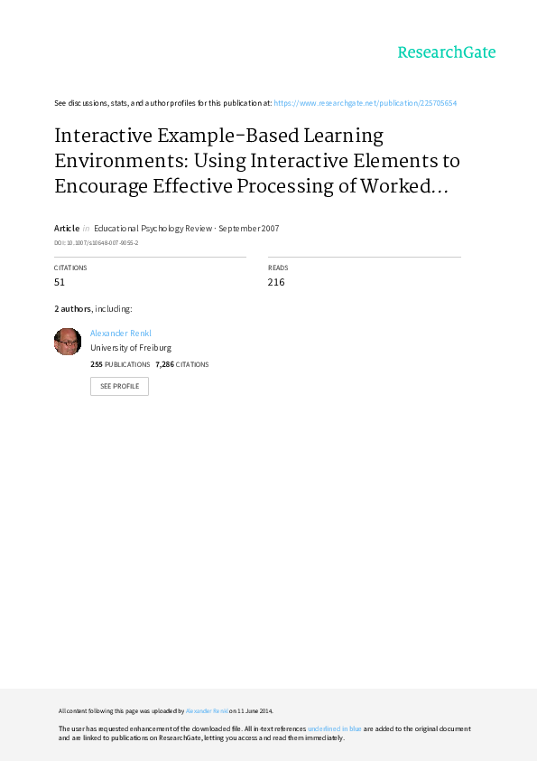 (PDF) Interactive example-based learning environments: Using ...