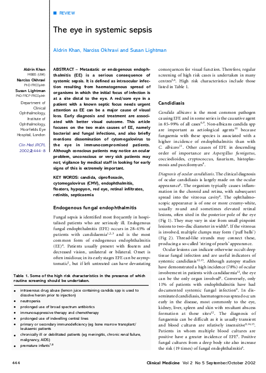 (PDF) The eye in systemic sepsis