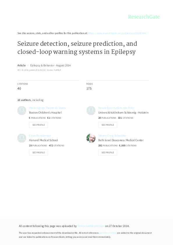 (PDF) Seizure detection, seizure prediction, and closed-loop warning ...