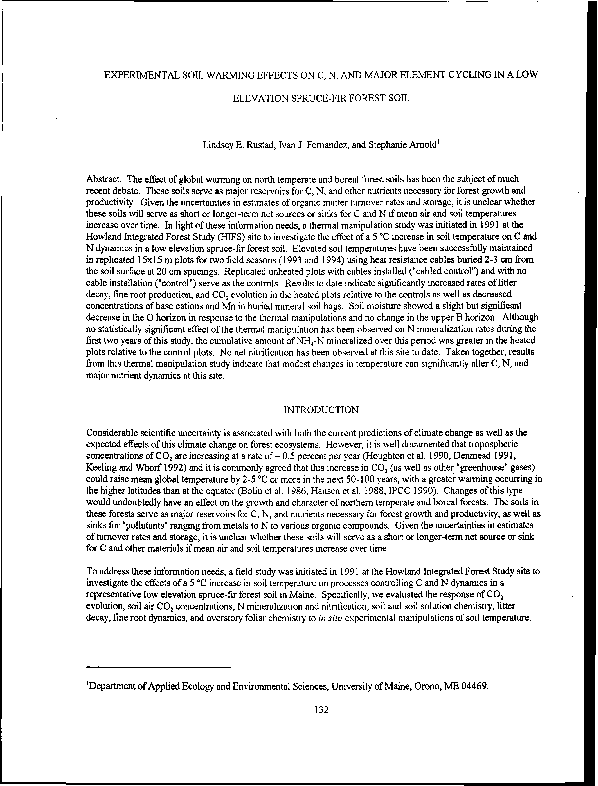 (PDF) Experimental soil warming effects on C, N, and major element ...