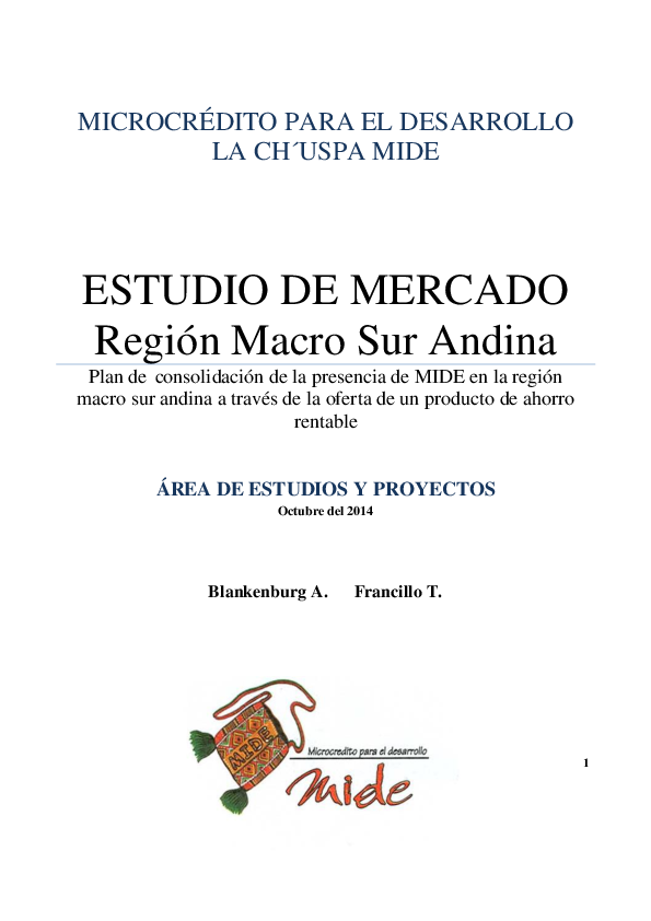(PDF) Estudio de Mercado - Microcrédito para el desarrollo MIDE La ...