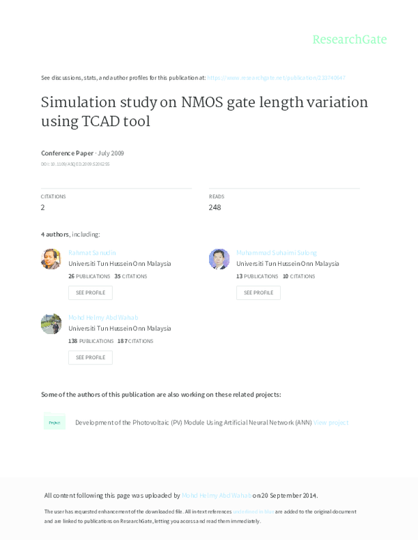 (PDF) Simulation study on NMOS gate length variation using TCAD tool