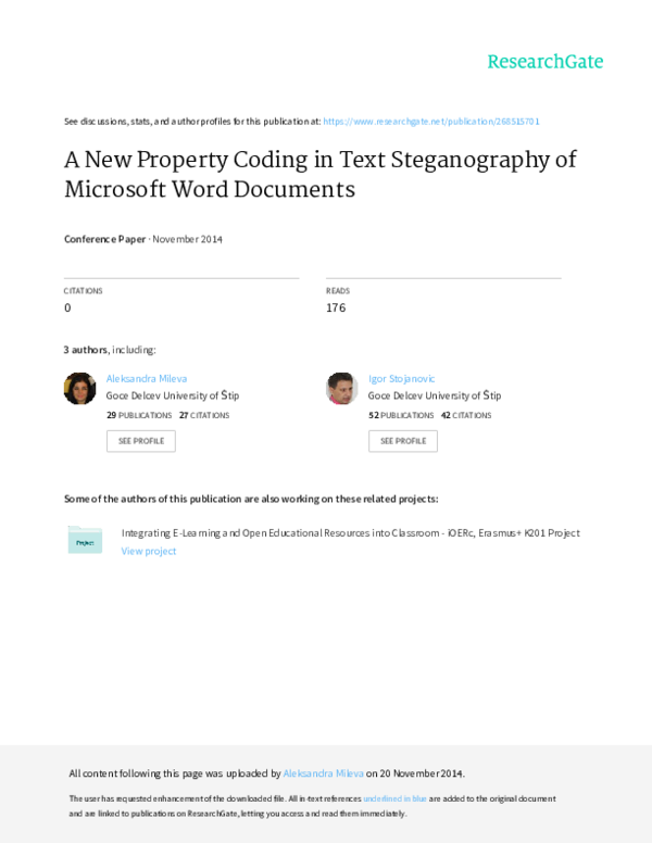 (PDF) A New Property Coding in Text Steganography of Microsoft Word Documents