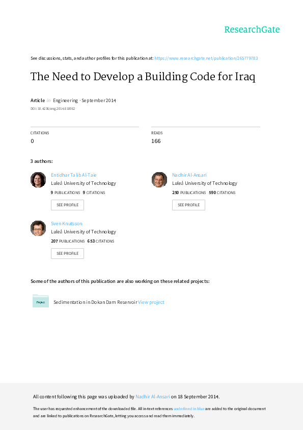 (PDF) The Need to Develop a Building Code for Iraq