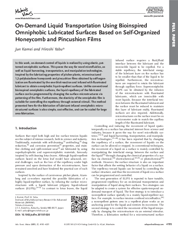 (PDF) On-Demand Liquid Transportation Using Bioinspired Omniphobic ...