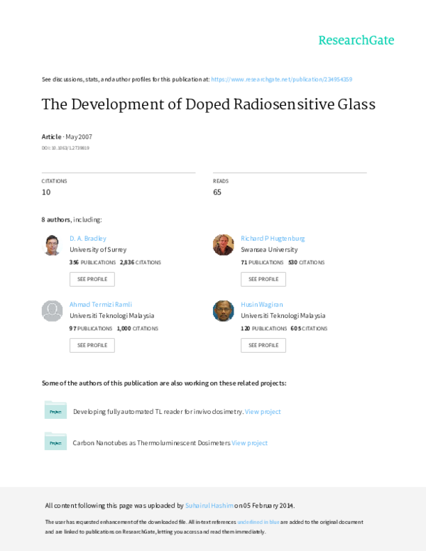 (PDF) The development of doped radiosensitive glass
