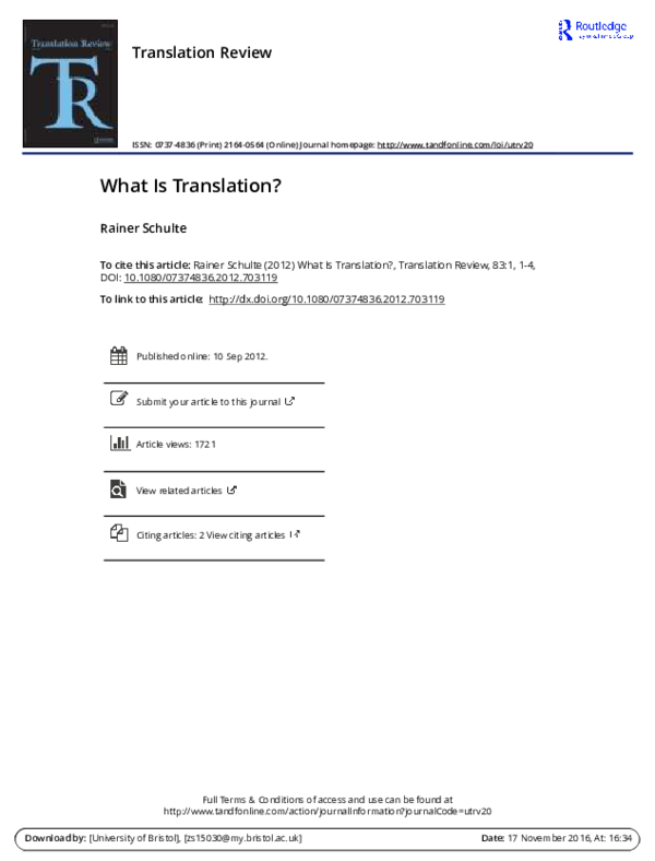 (PDF) Translation Review What Is Translation