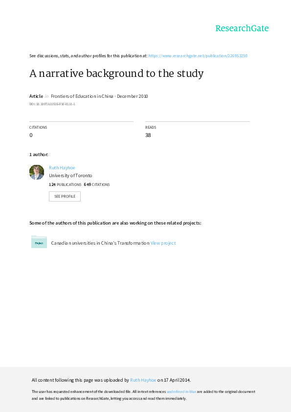 (PDF) A narrative background to the study