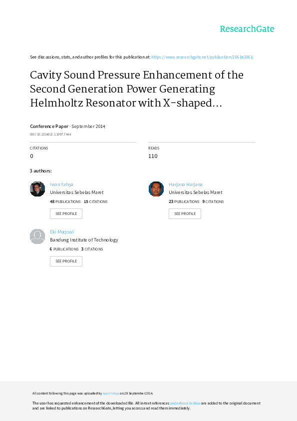 (PDF) Cavity Sound Pressure Enhancement of the Second Generation Power ...