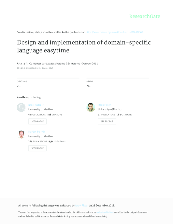 (PDF) Design and implementation of domain-specific language easytime