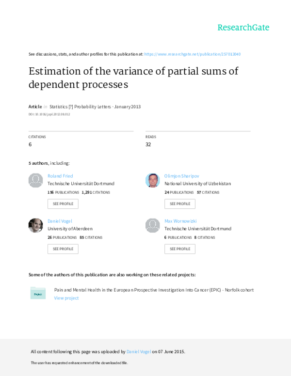 (PDF) Estimation of the variance of partial sums of dependent processes