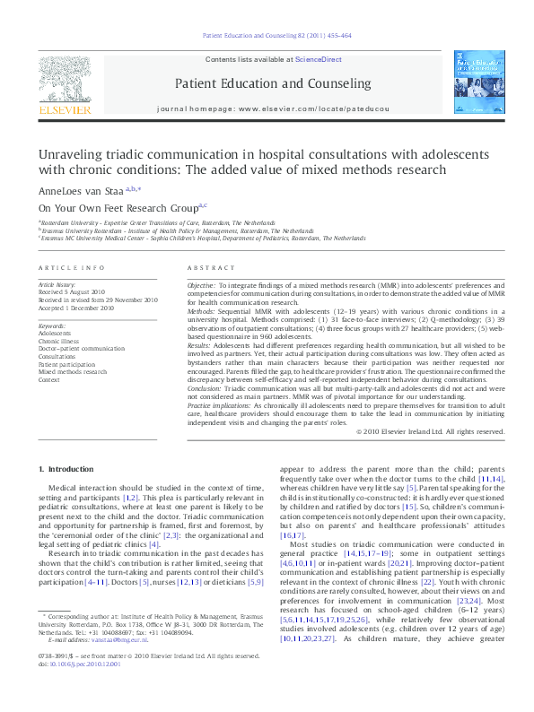 (PDF) Unraveling triadic communication in hospital consultations with ...